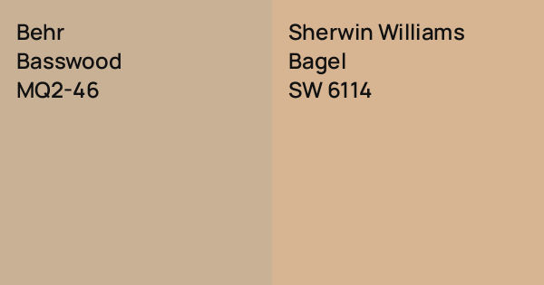 Behr Basswood vs. Sherwin Williams Bagel comparison