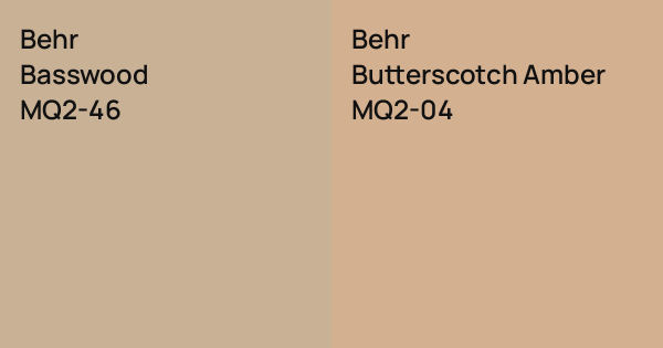 Behr Basswood vs. Behr Butterscotch Amber comparison
