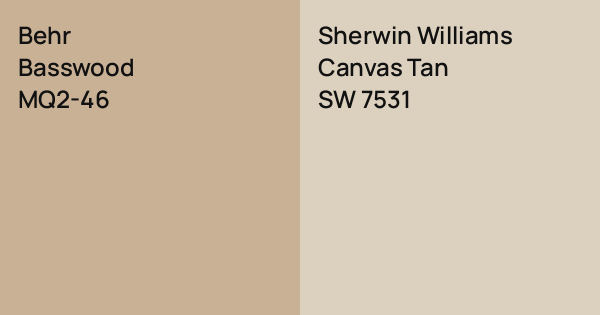 Behr Basswood vs. Sherwin Williams Canvas Tan comparison