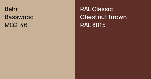 Behr Basswood vs. RAL Classic Chestnut brown comparison