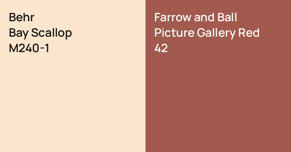 Behr Bay Scallop vs. Farrow and Ball Picture Gallery Red comparison