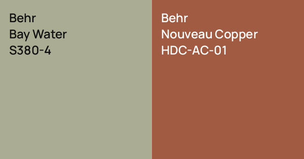 Behr Bay Water vs. Behr Nouveau Copper comparison