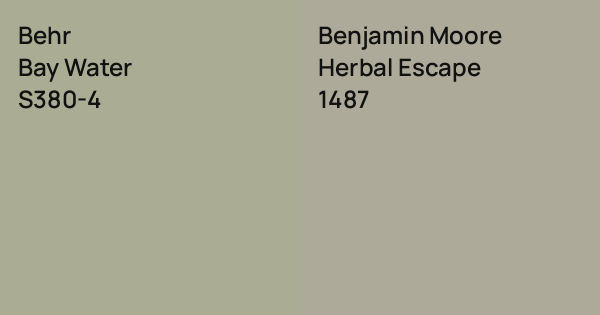 Behr Bay Water vs. Benjamin Moore Herbal Escape comparison