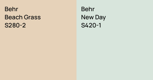 Behr Beach Grass vs. Behr New Day comparison