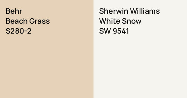 Behr Beach Grass vs. Sherwin Williams White Snow comparison