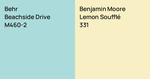 Behr Beachside Drive vs. Benjamin Moore Lemon Soufflé comparison