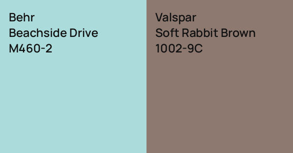 Behr Beachside Drive vs. Valspar Soft Rabbit Brown comparison