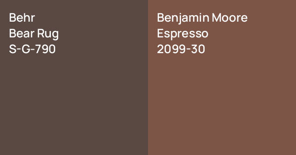 Behr Bear Rug vs. Benjamin Moore Espresso comparison