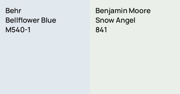 Behr Bellflower Blue vs. Benjamin Moore Snow Angel comparison