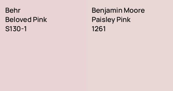 Behr Beloved Pink vs. Benjamin Moore Paisley Pink comparison
