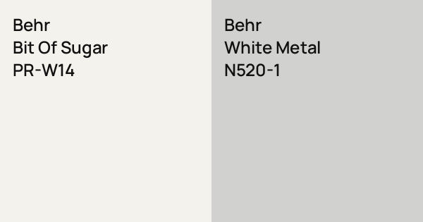 Behr Bit Of Sugar vs. Behr White Metal comparison