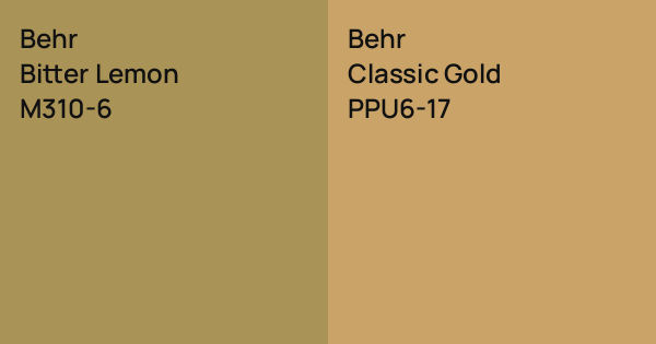 Behr Bitter Lemon vs. Behr Classic Gold comparison