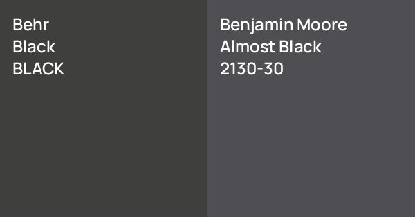 Behr Black vs. Benjamin Moore Almost Black comparison