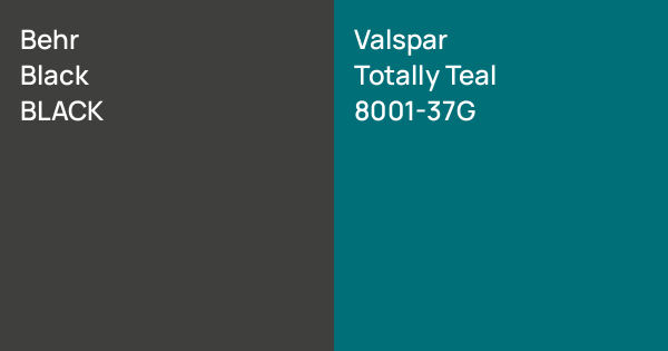 Behr Black vs. Valspar Totally Teal comparison