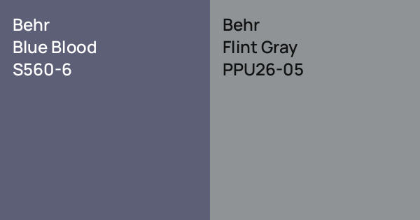 Behr Blue Blood vs. Behr Flint Gray comparison
