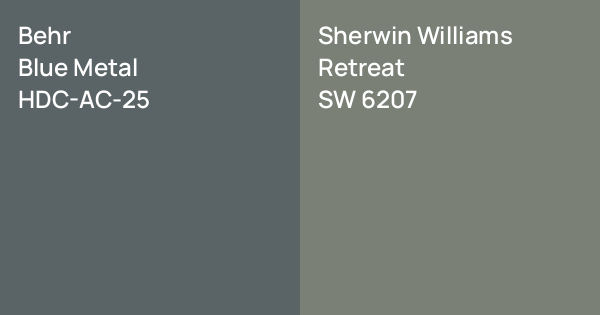 Behr Blue Metal vs. Sherwin Williams Retreat comparison