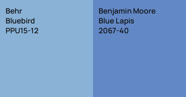Behr Bluebird vs. Benjamin Moore Blue Lapis comparison