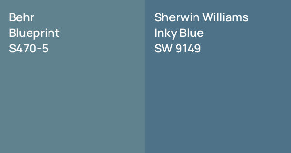 Behr Blueprint vs. Sherwin Williams Inky Blue comparison