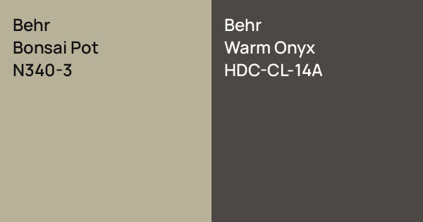 Behr Bonsai Pot vs. Behr Warm Onyx comparison