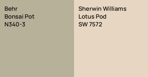 Behr Bonsai Pot vs. Sherwin Williams Lotus Pod comparison