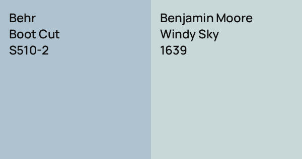 Behr Boot Cut vs. Benjamin Moore Windy Sky comparison