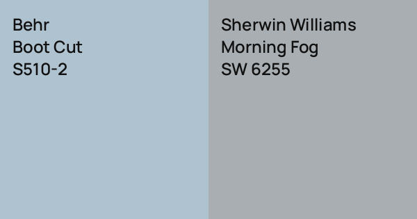 Behr Boot Cut vs. Sherwin Williams Morning Fog comparison