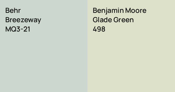 Behr Breezeway vs. Benjamin Moore Glade Green comparison