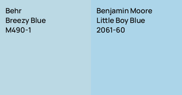 Behr Breezy Blue vs. Benjamin Moore Little Boy Blue comparison