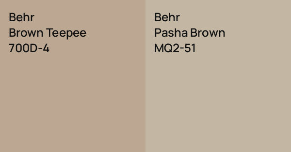 Behr Brown Teepee vs. Behr Pasha Brown comparison