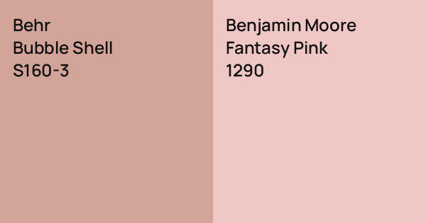 Behr Bubble Shell vs. Benjamin Moore Fantasy Pink comparison