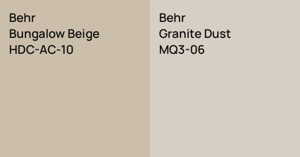 Behr Bungalow Beige vs. Behr Granite Dust comparison