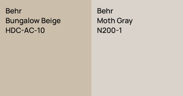 Behr Bungalow Beige vs. Behr Moth Gray comparison