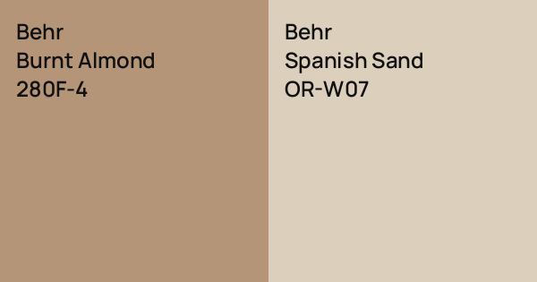 Behr Burnt Almond vs. Behr Spanish Sand comparison