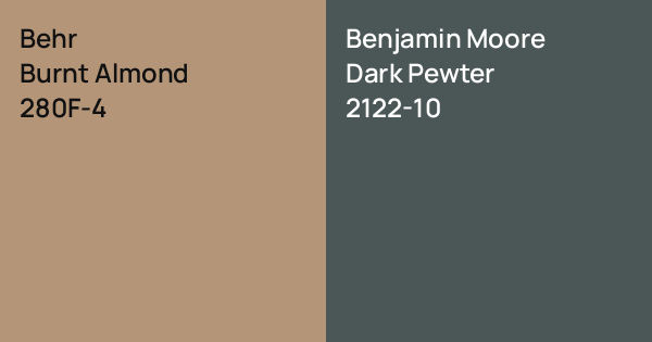 Behr Burnt Almond vs. Benjamin Moore Dark Pewter comparison