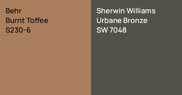 Behr Burnt Toffee vs. Sherwin Williams Urbane Bronze comparison