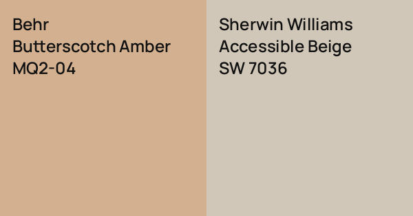 Behr Butterscotch Amber vs. Sherwin Williams Accessible Beige comparison