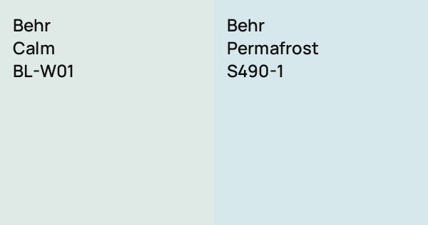 Behr Calm vs. Behr Permafrost comparison