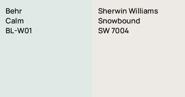 Behr Calm vs. Sherwin Williams Snowbound comparison
