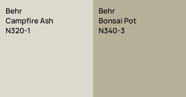 Behr Campfire Ash vs. Behr Bonsai Pot comparison