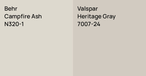 Behr Campfire Ash vs. Valspar Heritage Gray comparison