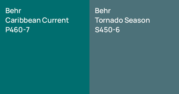 Behr Caribbean Current vs. Behr Tornado Season comparison