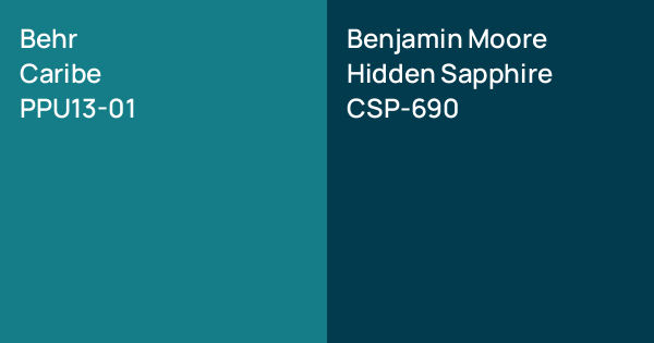 Behr Caribe vs. Benjamin Moore Hidden Sapphire comparison
