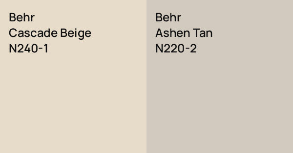 Behr Cascade Beige vs. Behr Ashen Tan comparison
