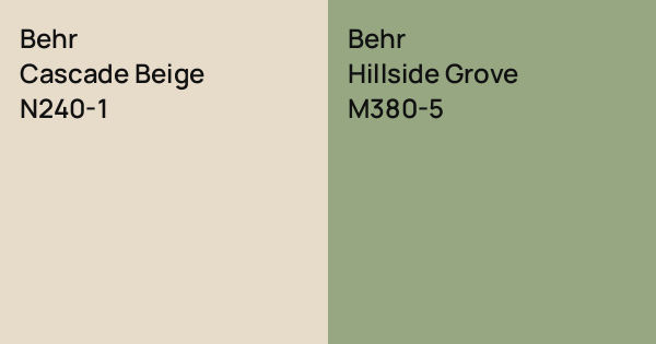 Behr Cascade Beige vs. Behr Hillside Grove comparison