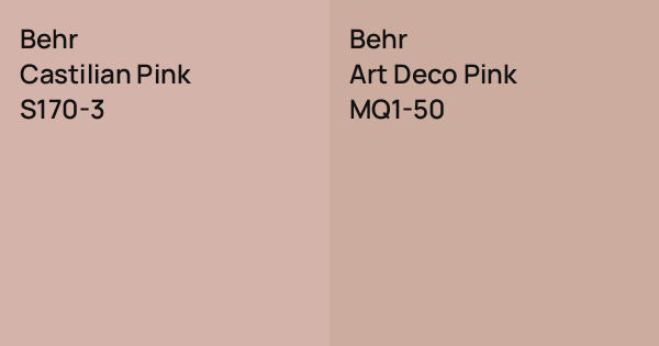 Behr Castilian Pink vs. Behr Art Deco Pink comparison
