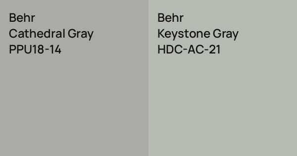 Behr Cathedral Gray vs. Behr Keystone Gray comparison