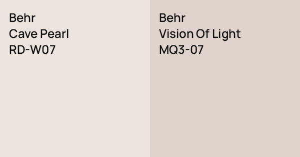 Behr Cave Pearl vs. Behr Vision Of Light comparison