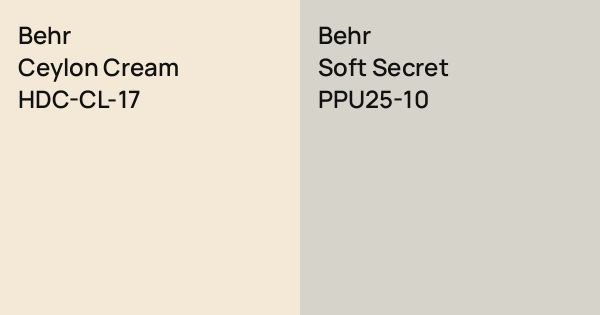 Behr Ceylon Cream vs. Behr Soft Secret comparison