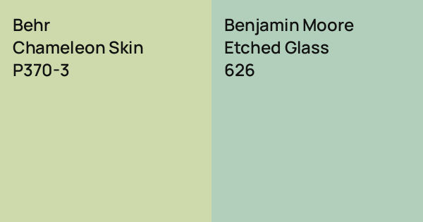 Behr Chameleon Skin vs. Benjamin Moore Etched Glass comparison