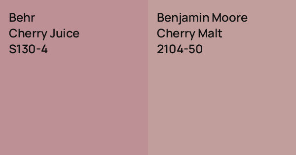 Behr Cherry Juice vs. Benjamin Moore Cherry Malt comparison